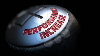 Performance Increase. Shift Knob with Red Text on Black Background ...