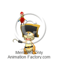 Pirate cat trying to grab bird #59011 | Animation Factory